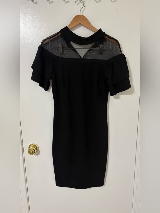 Enfocus Studio | Dresses | Enfocus Studio Black Midi Dress With Sheer ...
